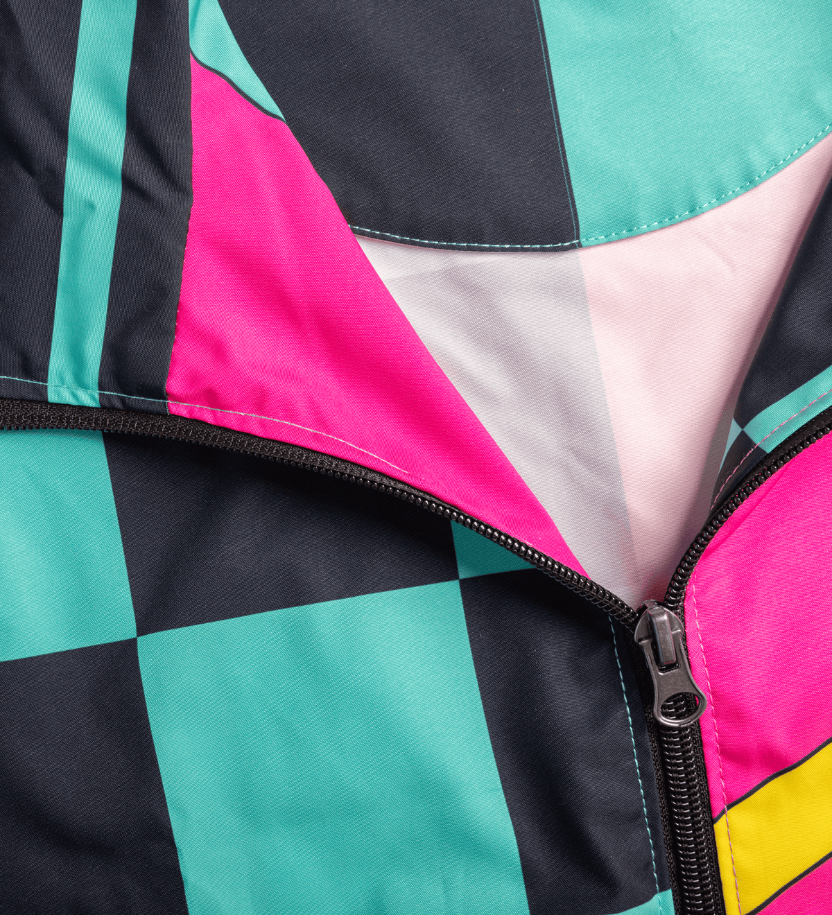 Teal & Pink Checkerboard Zigzag Windbreaker Jacket – DrinkAriZona